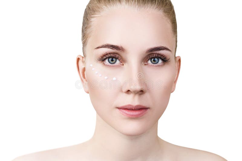 Front View on Sensual Woman with Cream Dots on Face. Stock Photo ...