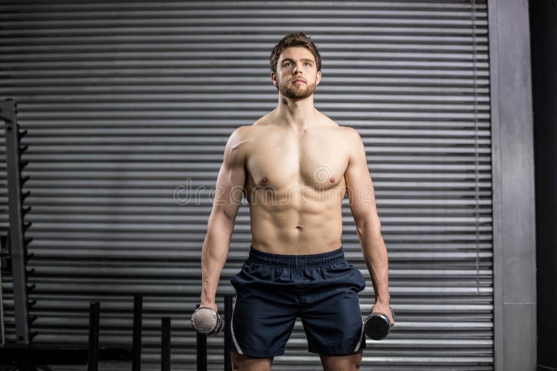 Front View of Serious Man Lifting Weight Stock Image - Image of adult ...