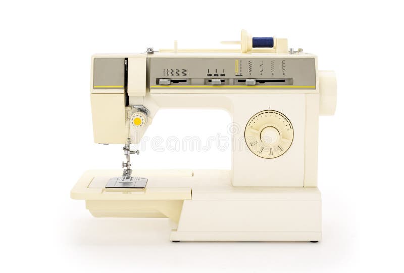 Front View of a Sewing Machine Isolated on Completely White Background ...