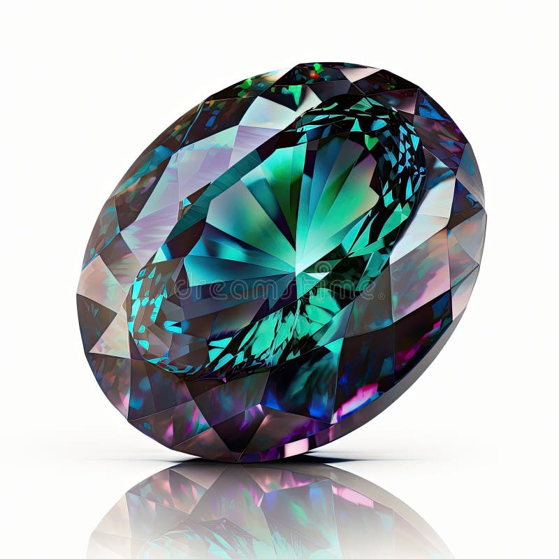 Front View of Shining Bright Alexandrite Gemstone Illustration on a ...