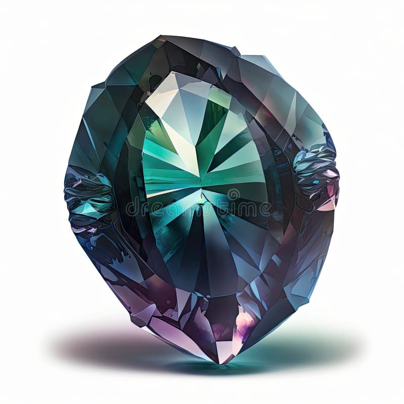 Front View of Shining Bright Alexandrite Gemstone Illustration on a ...