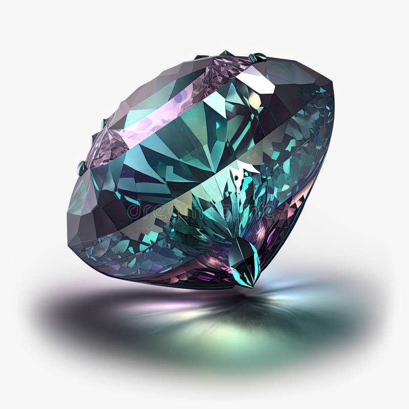 Front View of Shining Bright Alexandrite Gemstone Illustration on a ...