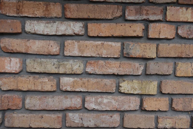 Front View of Simple Old Brick Wall Stock Image - Image of decayed ...