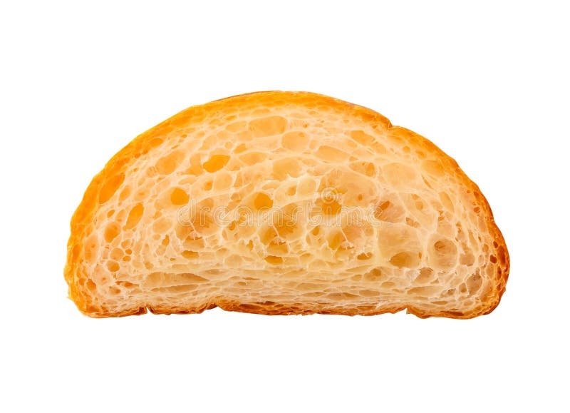 Front View of Single Brown Croissant in Half Isolated on White ...