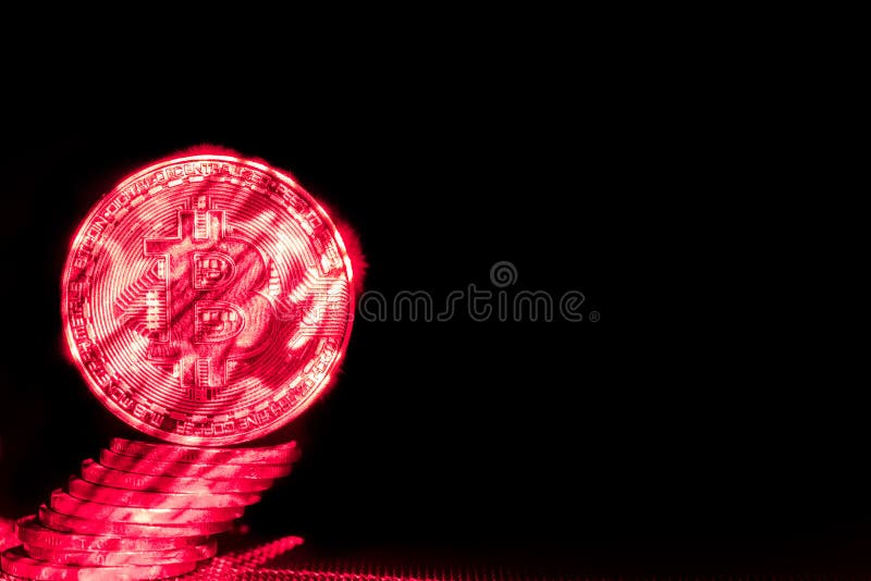 Front View of Single Golden Bit Coin Stock Image - Image of exposure ...