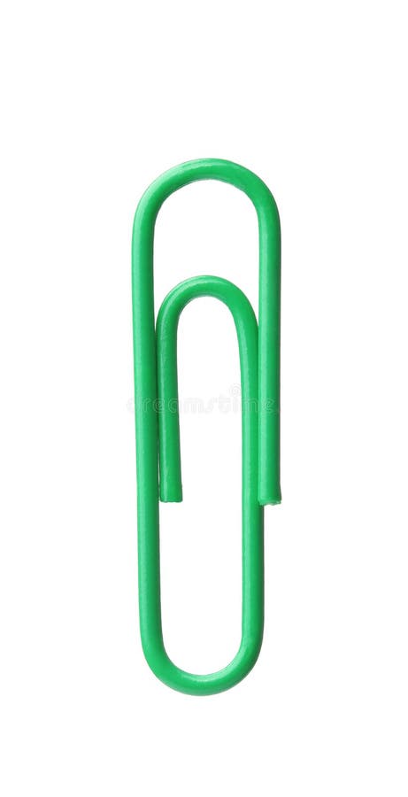 Front View of Single Green Paper Clip Stock Image - Image of attachment ...