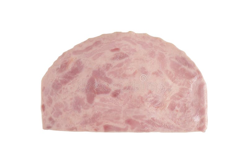 Front View of Sliced Smoked Ham Meat Isolated on White Background. Raw ...