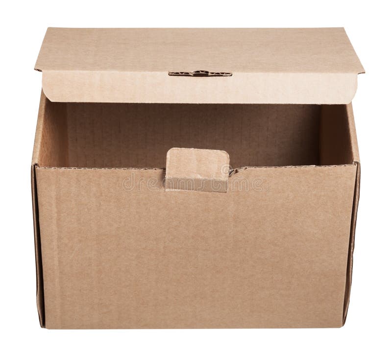 Front View of Slightly Open Cardboard Box Isolated Stock Photo - Image ...