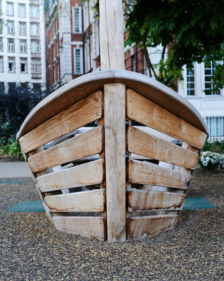Front View of a Small Boat Shape Climbing Frame for Children in a ...