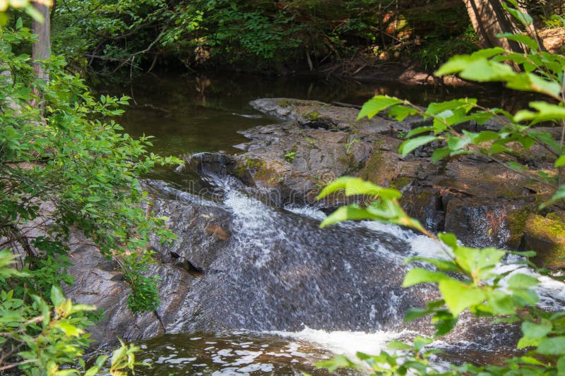 Front View of a Small Waterfall Stock Photo - Image of leaf, river ...