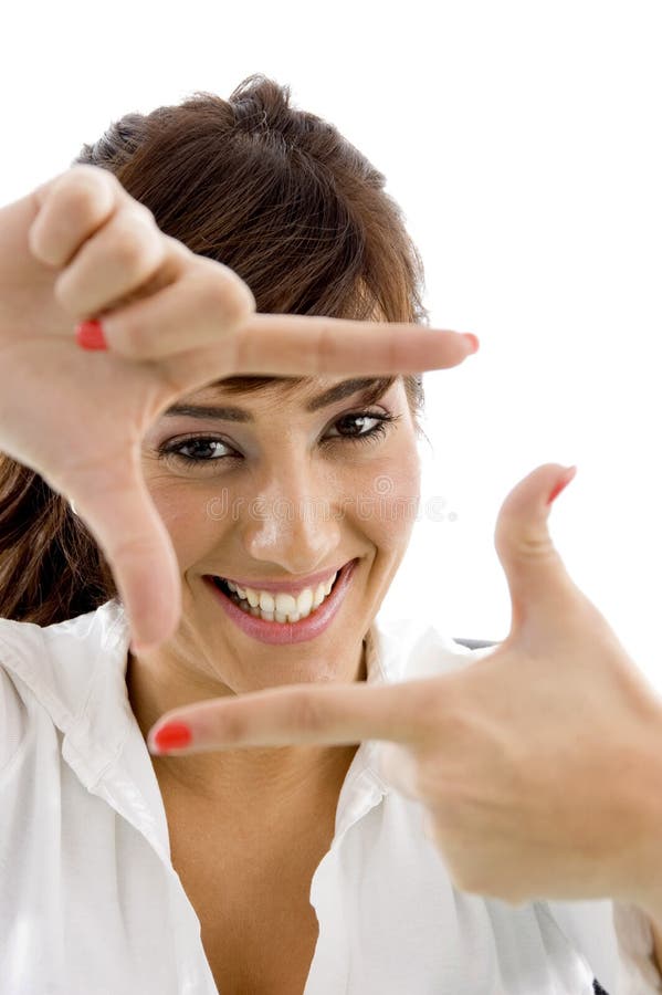 Front View Smiling Executive Framing Her Face Stock Photos - Free ...