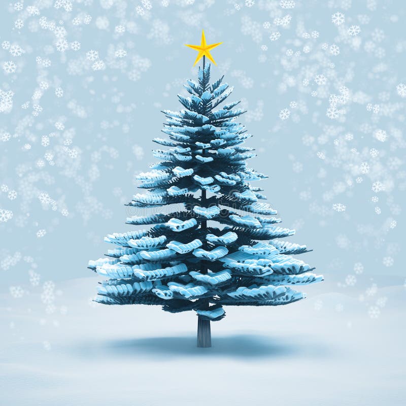 Snow Christmas Tree Isolated on White Background Stock Photo - Image of ...