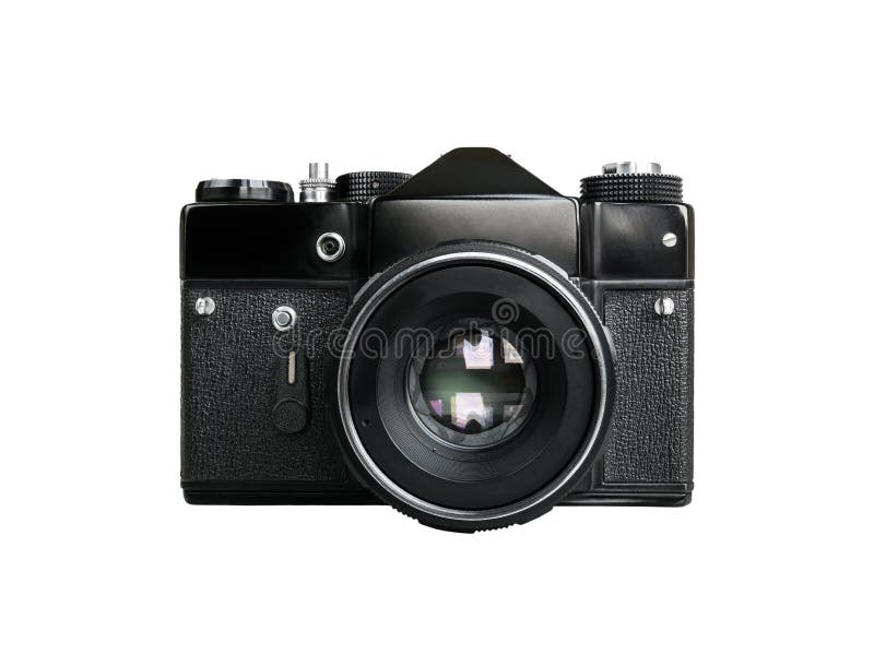 Front View of Soviet Black Film Camera Isolated Stock Image - Image of ...