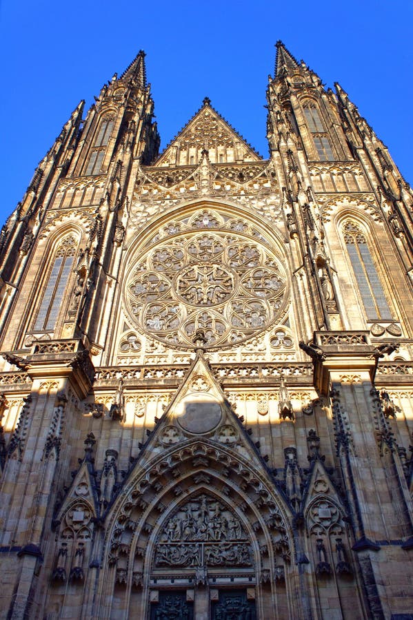 Front View of St. Vitus Gothic Cathedral in Prague Stock Photo - Image ...