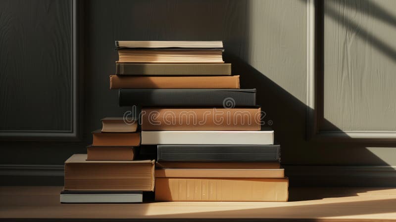 Front View of Stack of Books Stock Photo - Image of indoor, student ...