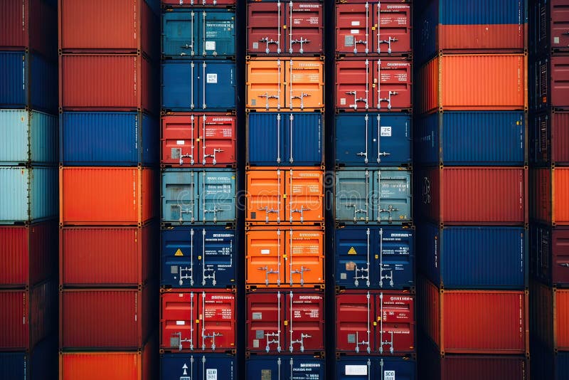 Front View of Stacked Ship Containers Stock Illustration - Illustration ...