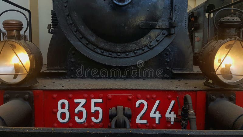 Front View of a Steam Machine Train Stock Image - Image of number ...