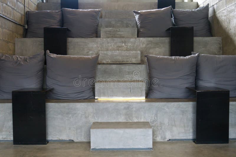 Front View of Step or Slope Seat Decorated in Cafe Stock Image - Image ...