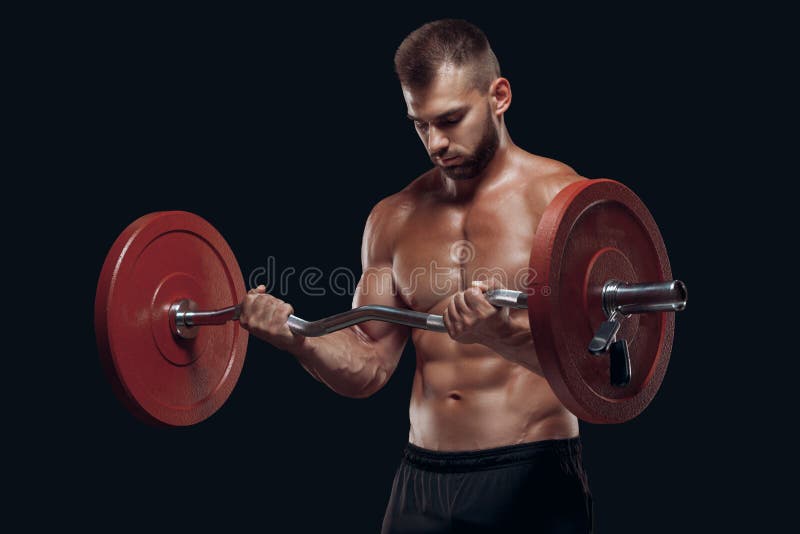 Fitness Muscular Man is Posing and Showing His Torso with Six Pack Abs ...