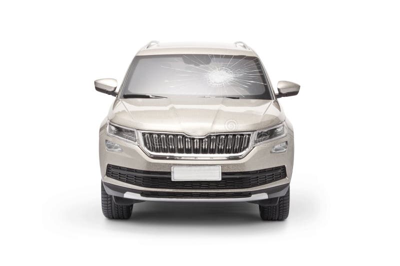 Front View of a SUV with a Broken Windscreen Stock Photo - Image of ...