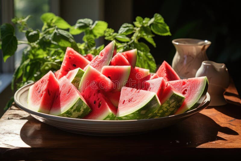 A Front View of Sweet and Soft Watermelon on a Whi Stock Illustration ...
