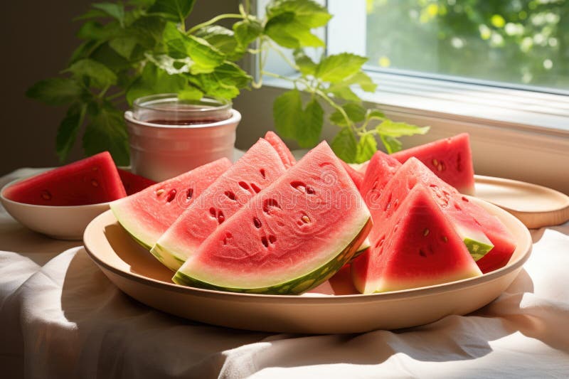 A Front View of Sweet and Soft Watermelon on a Whi Stock Illustration ...