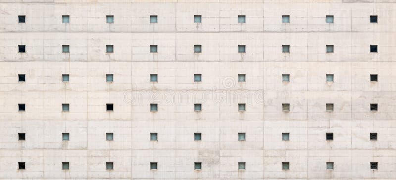 Front View of Symmetrical Concrete Building Facade with Square Window ...