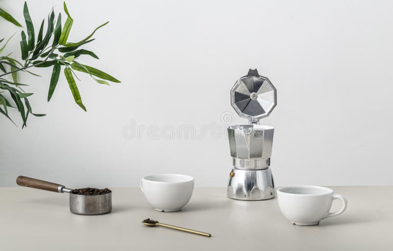 Front View Table with Coffee Cup Kettle. High Quality Photo Stock Image ...