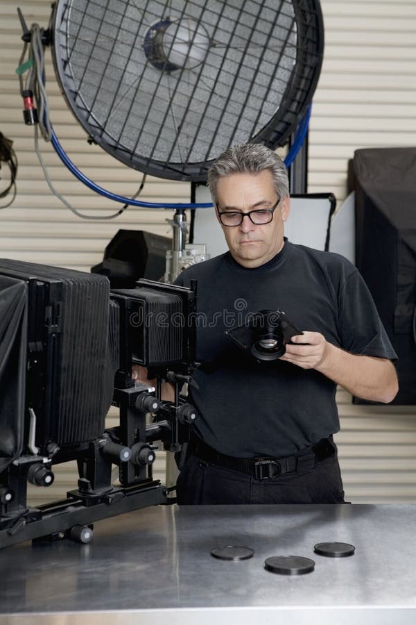 Front View of a Technician in Photographer S Studio Stock Image - Image ...