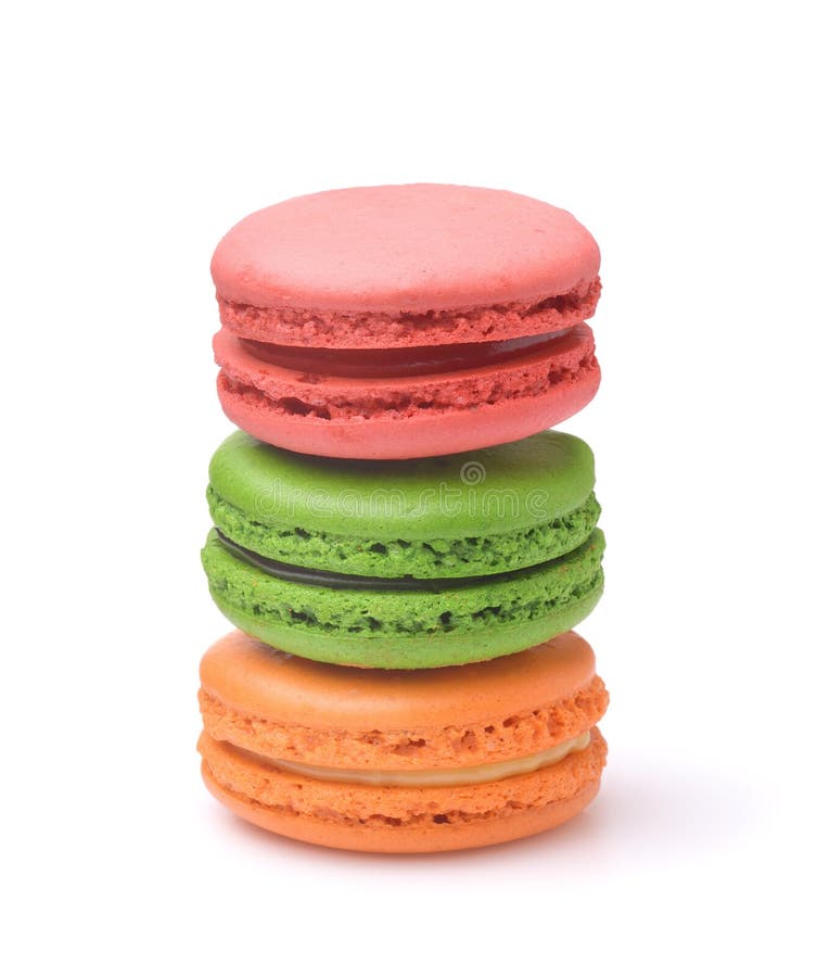 Front View of Three Colorful Macaroons Stock Photo - Image of gourmet ...