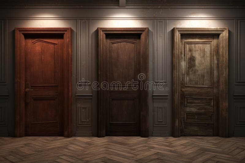 Front View of Three Doors. Generative AI Stock Image - Image of private ...