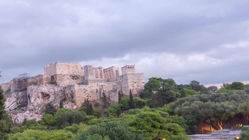 Front View Time Lapse of Acropolis Noon To Night Stock Video - Video of ...