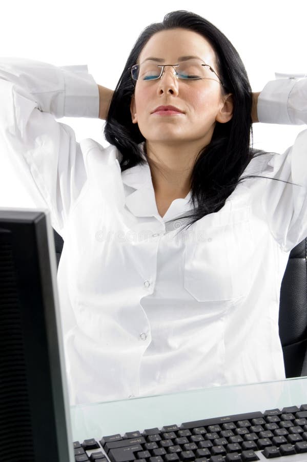 Front View of Tired Doctor Taking Rest Stock Photo - Image of american ...