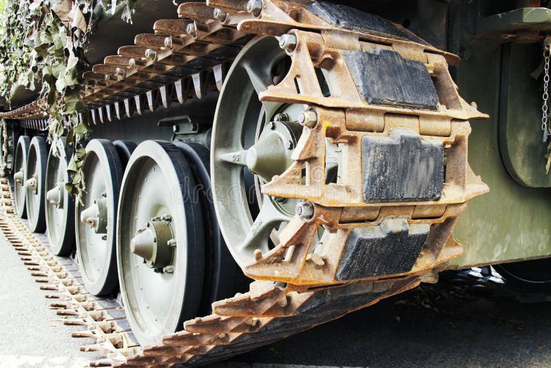 Tracks and Wheels of Military Tank Stock Image - Image of industry ...
