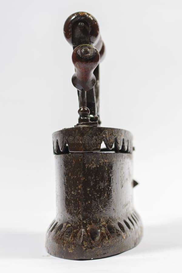 Front View of Traditional Coal Iron on White Stock Photo - Image of ...