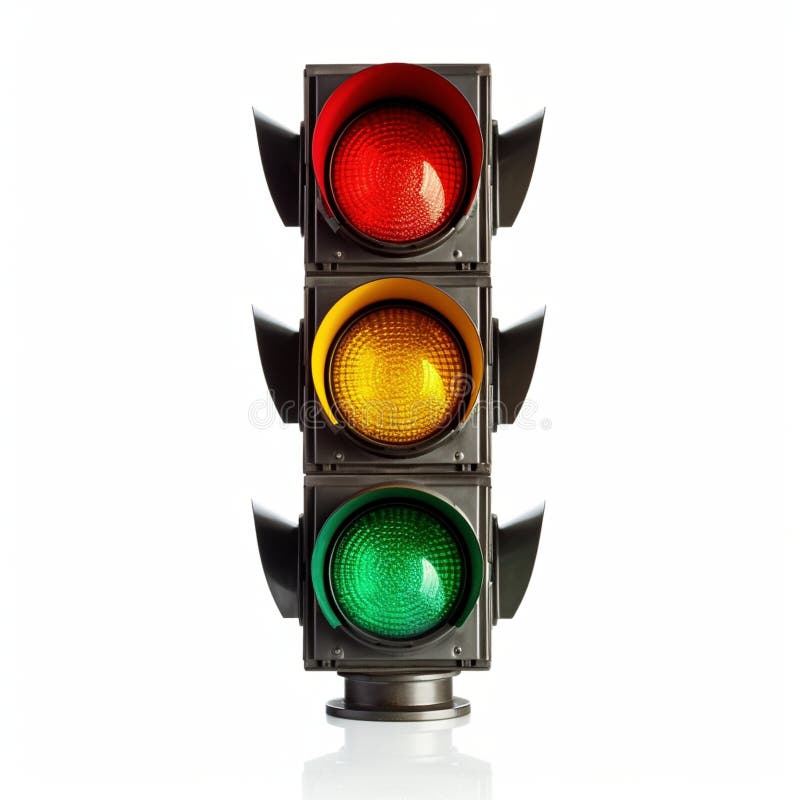 Front View at Traffic Lights Isolated on White Background, Created with ...