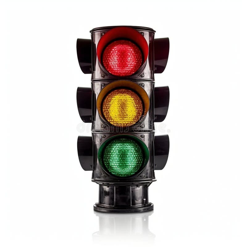 Front View at Traffic Lights Isolated on White Background, Created with ...
