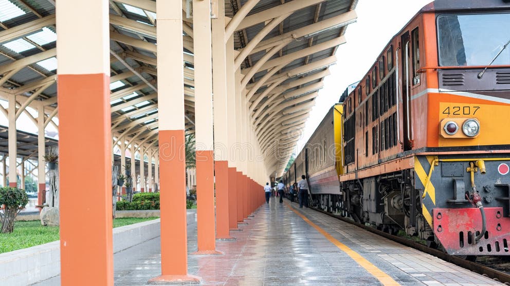 The Front View of the Train in the Parked Building, Stock Photo - Image ...