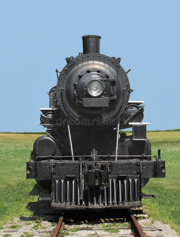 Front View Train Steam Locomotive. Stock Photo - Image of engine, retro ...