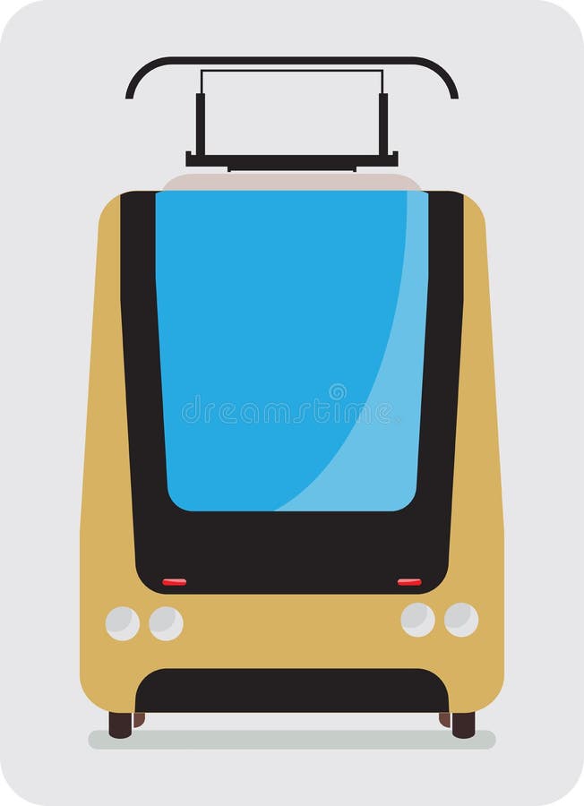Front View of Tram Car or Trolley Car Flat Design Stock Vector ...