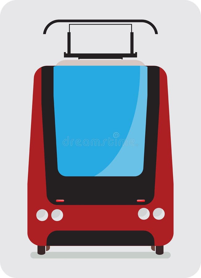 Front View of Tram Car or Trolley Car Flat Design Stock Vector ...