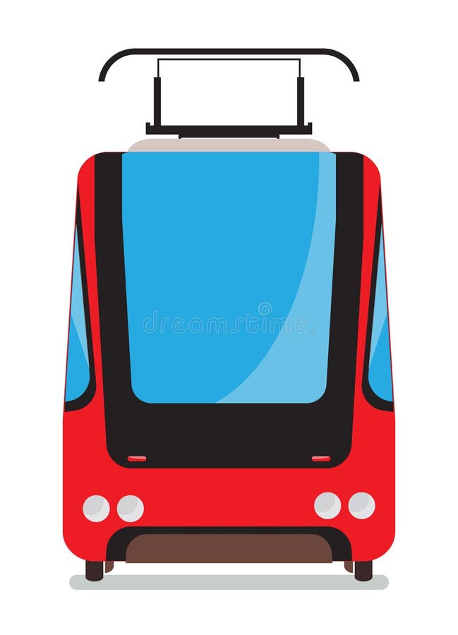Front View of Tram Car or Trolley Car Flat Design Stock Vector ...