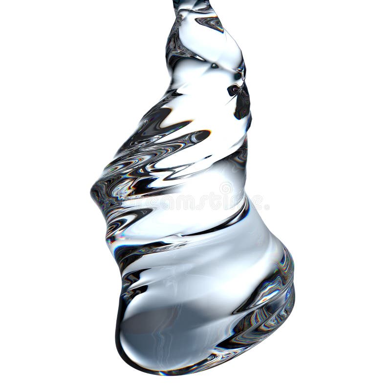 Front View of Transparent Twisting Water Drop Dripping Fresh and Clean ...