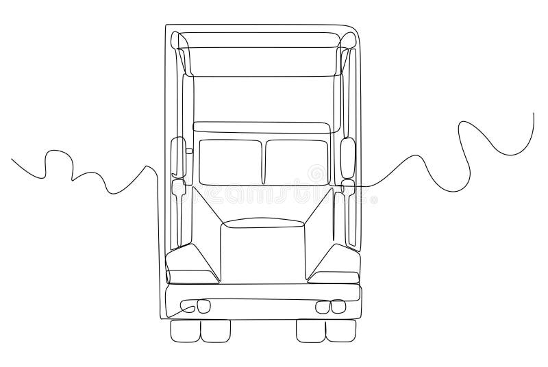 Front View Transport Continuous One Line Drawing Stock Vector ...