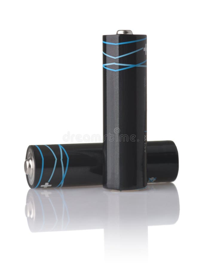 Front View of Two Black AA Alkaline Batteries Stock Image - Image of ...