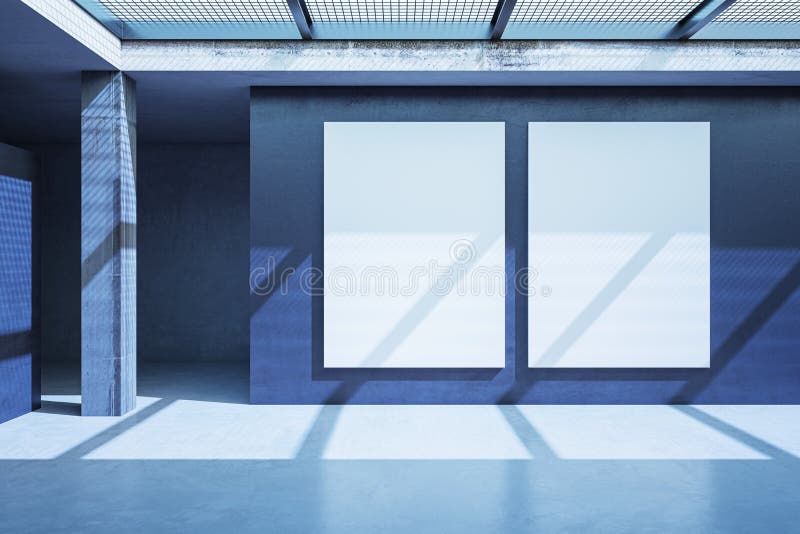 Front View on Two Blank Sunlit Light Posters with Place for Your Logo ...