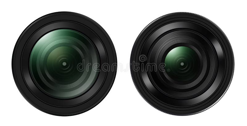 Front View of Two DSLR Camera Lens Isolated on White Stock Illustration ...