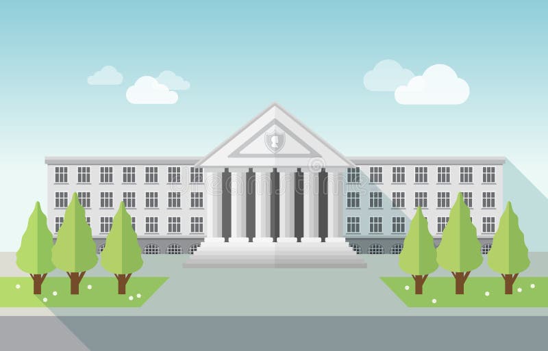 Front View of University or Government Building in Flat Style. Stock ...
