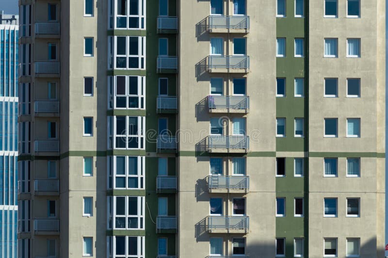 Front View of Urban Residential Building Stock Image - Image of ...