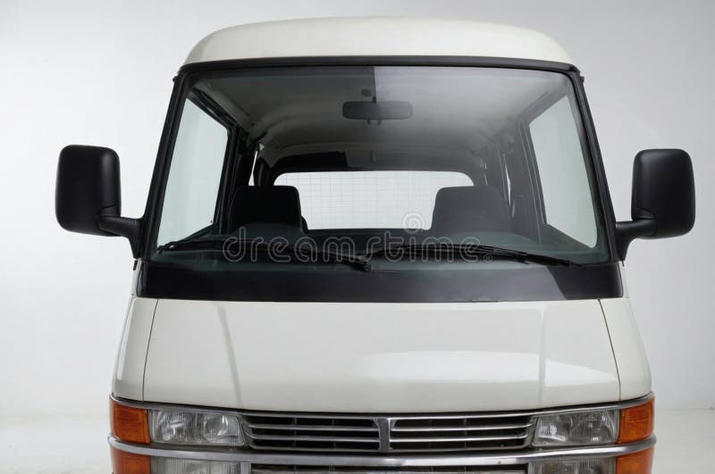 Front View of VAN, Emphasizing the Windshield, Headlights, and Front ...